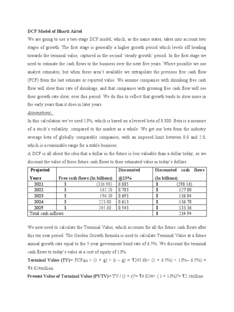 DCF Model | PDF | Cost Of Capital | Discounted Cash Flow