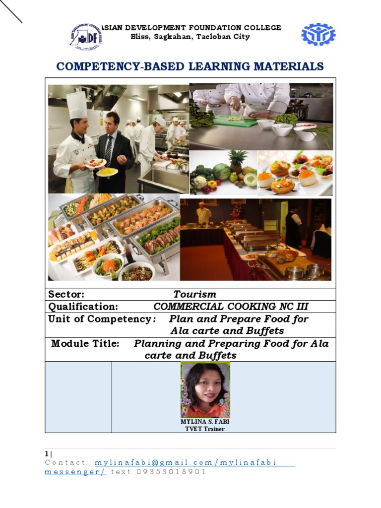 CBLM 1 Commercial Cooking NC Iii | PDF | Menu | Buffet