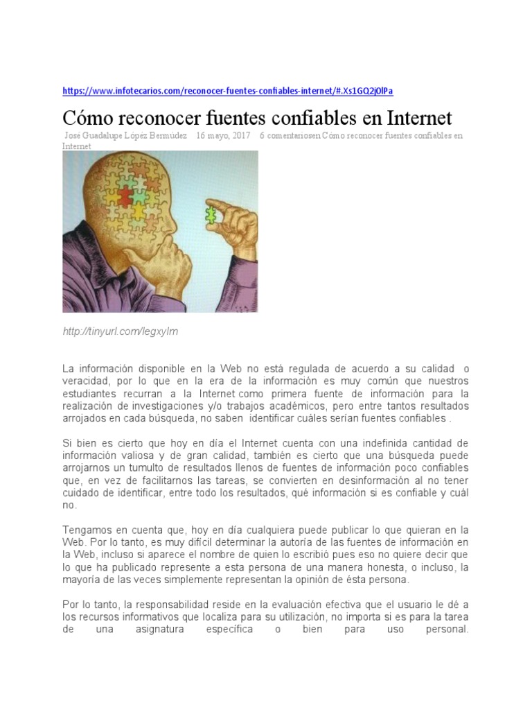 Cómo identificar fuentes confiables en Internet | PDF | Red mundial ...