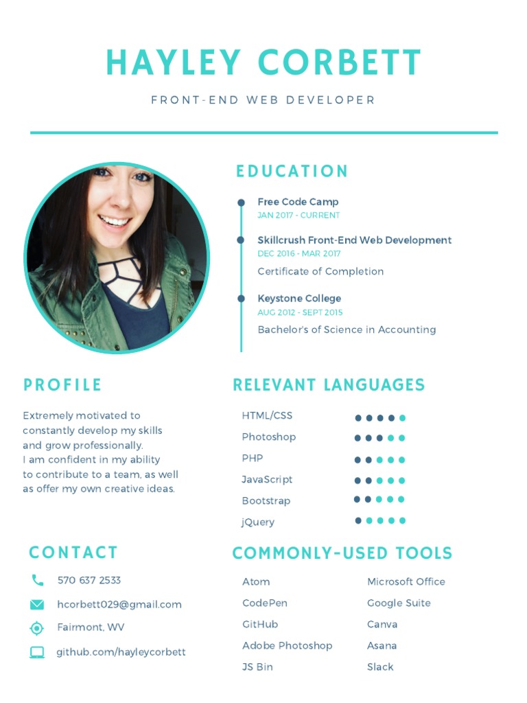 Hayley Corbett Developer Resume | PDF