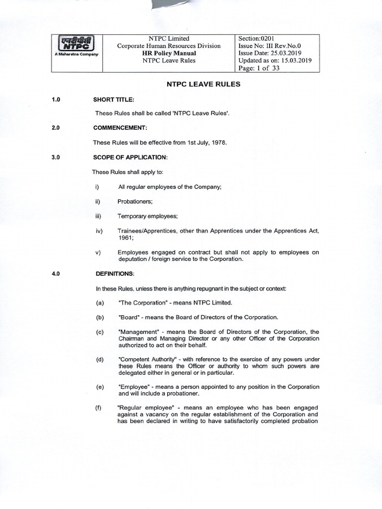 Leave Policy | PDF