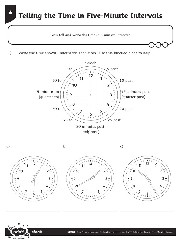 t2 M 4196 Telling The Time in Five Minute Intervals Differentiated ...