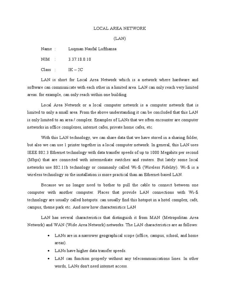 Local Area Network (Lan) | PDF | Network Topology | Local Area Network