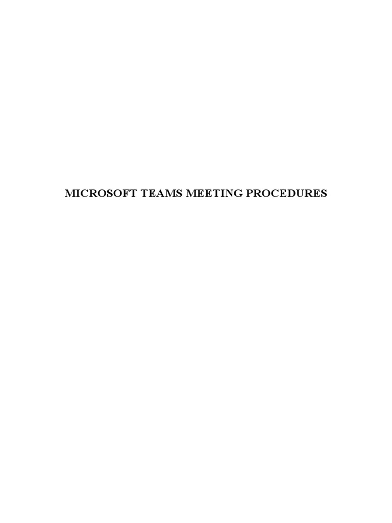 Microsoft Teams Meeting Procedures | PDF