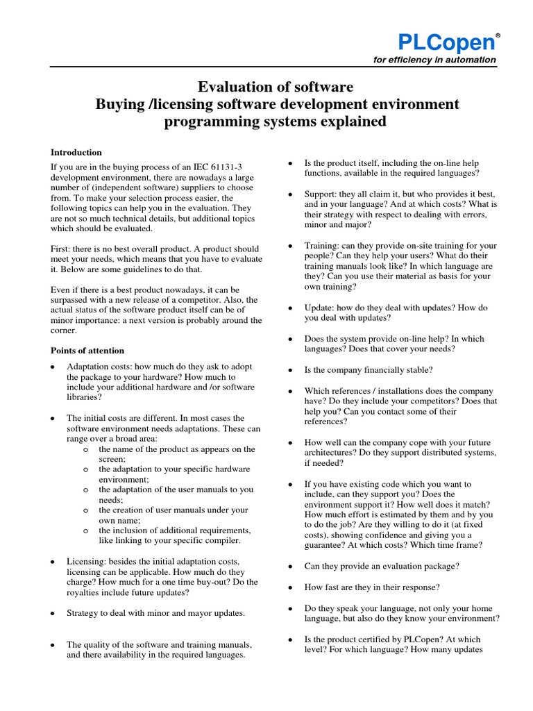 Evaluation of Software | PDF | License | Library (Computing)