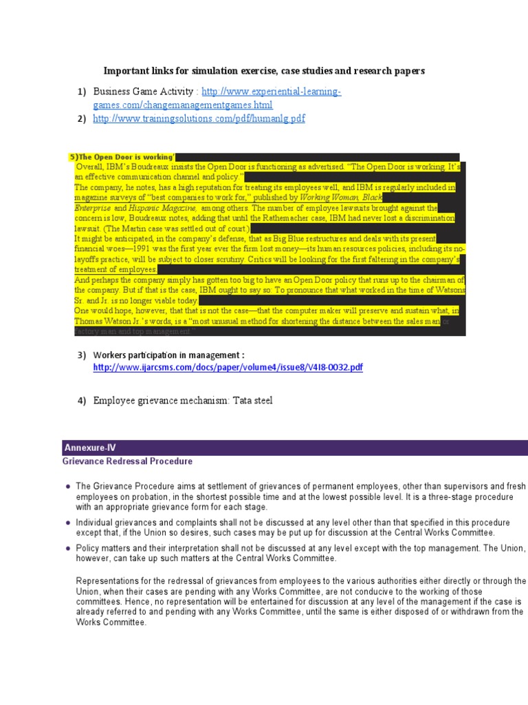 Important links for simulation, case studies | PDF | Ibm | Employment