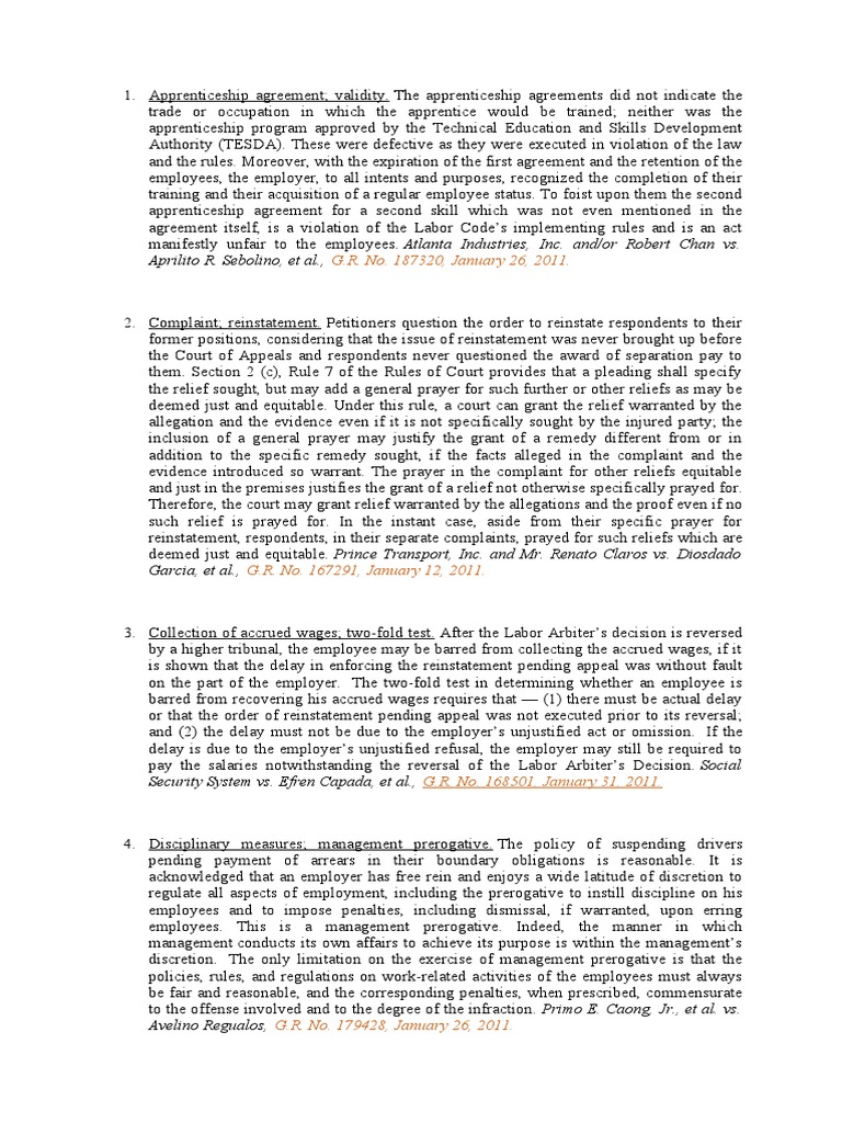 Labor Cases | PDF | Negligence | Employment