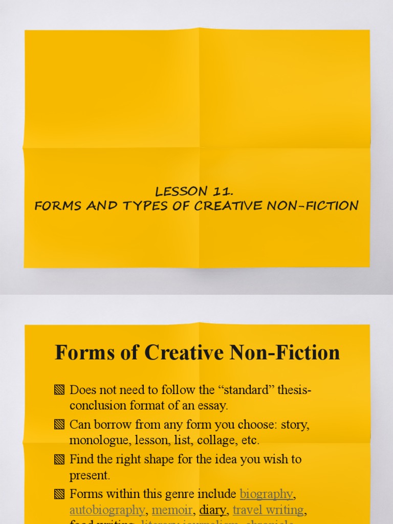 Forms and Types of Creative Non-Fiction | PDF | Biography | Creative ...