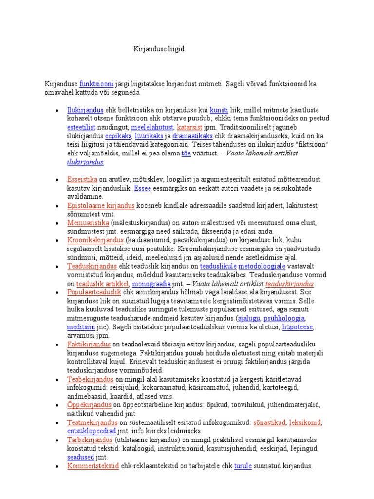 Kirjanduse Liigid | PDF