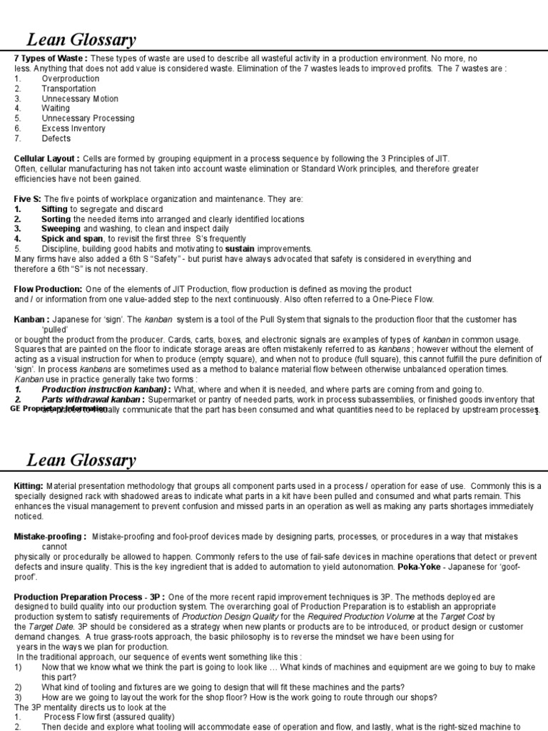 Lean Glossary: Kanban Use in Practice Generally Take Two Forms | PDF ...