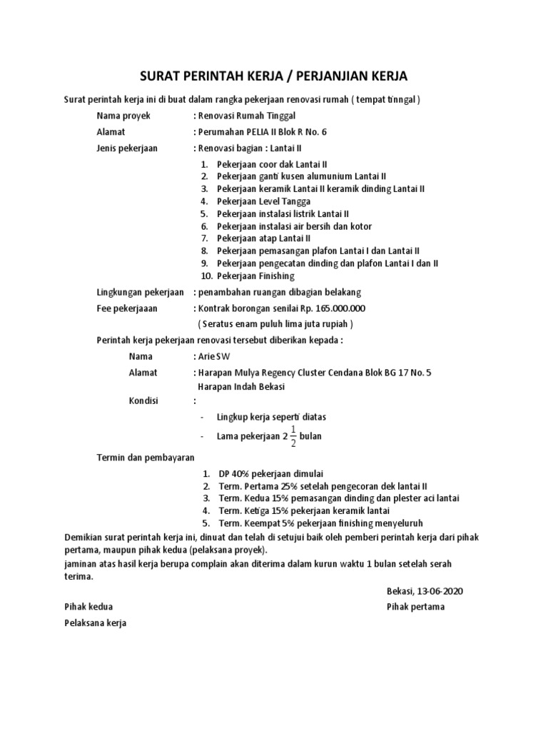 Surat Perintah Kerja | PDF