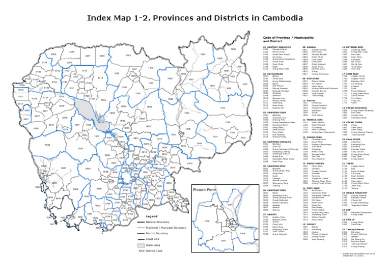 Index Map 1-2. Provinces and Districts in Cambodia: Code of Province ...