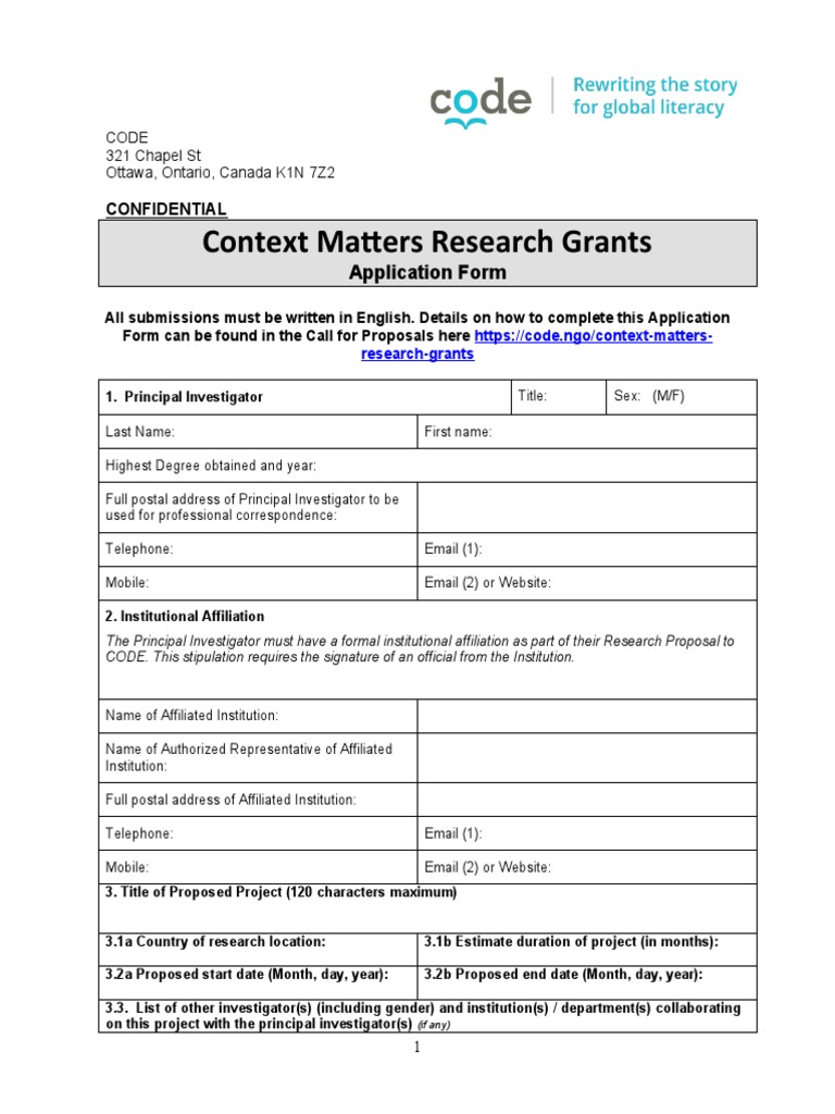 2019 Context Matters Application Form Final | PDF | Qualitative ...