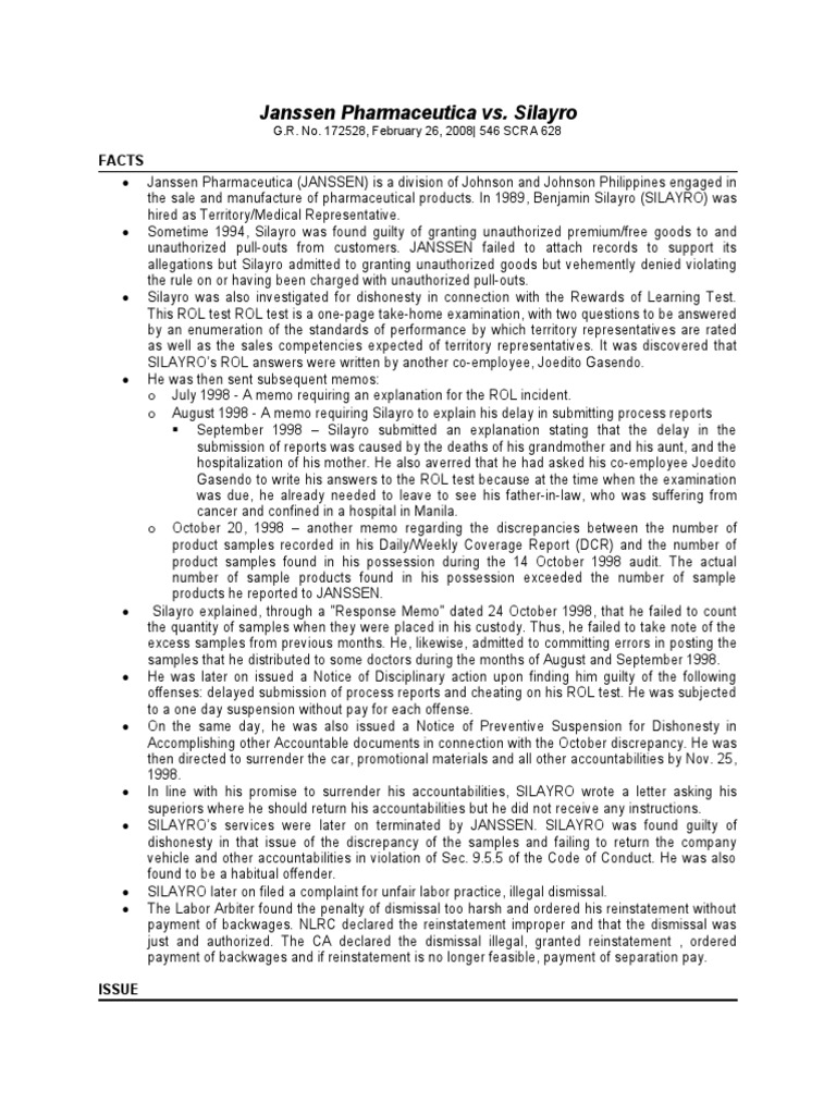 Janssen vs. Silayro: Dismissal Ruling | PDF | Dishonesty | Burden Of Proof (Law)