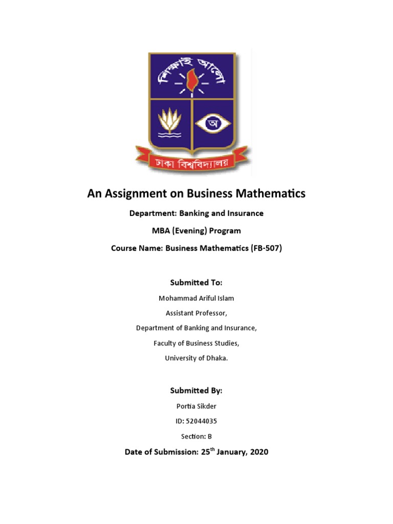 An Assignment On Business Mathematics | PDF