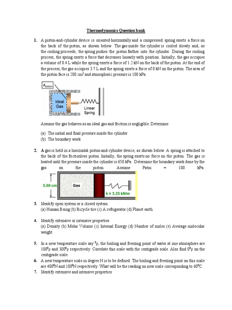 Thermodynamics Question Bank Overview | PDF | Heat | Gases
