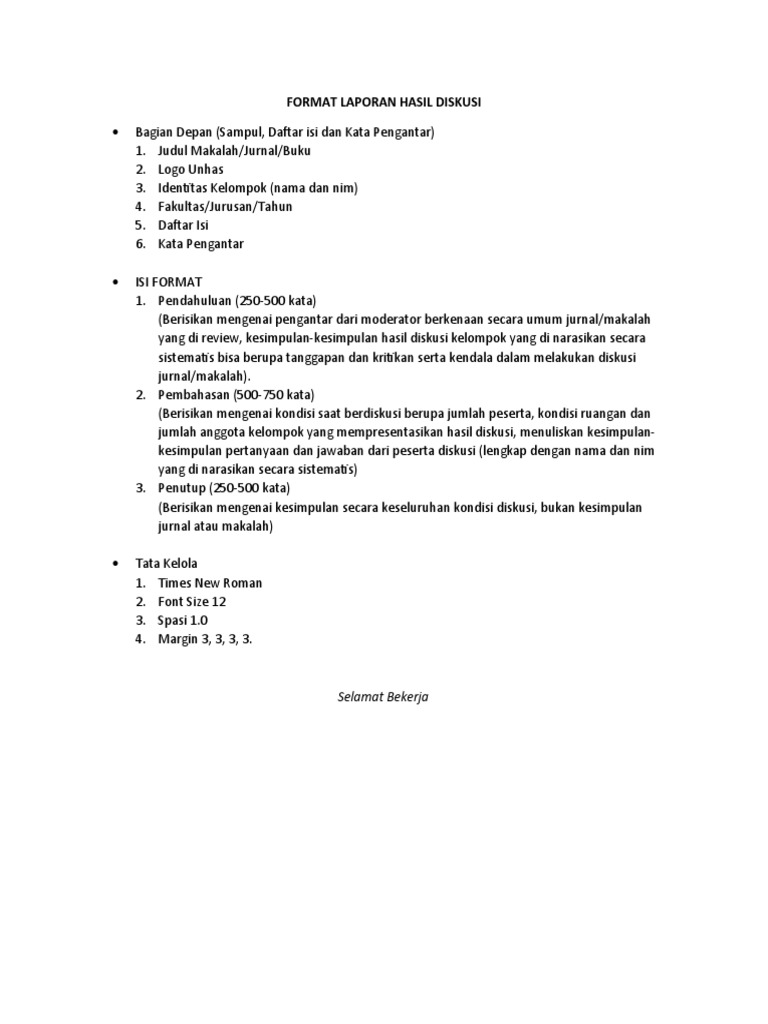 Format Laporan Diskusi | PDF
