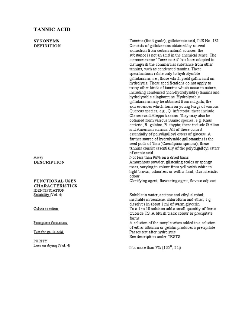 Tannic Acid | PDF | Organic Compounds | Chemical Compounds