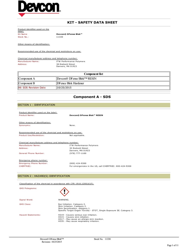 11330 SDS1 | PDF | Prevention | Occupational Safety And Health
