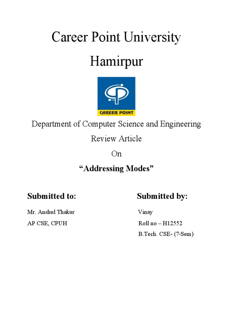 Career Point University Hamirpur: Department of Computer Science and ...