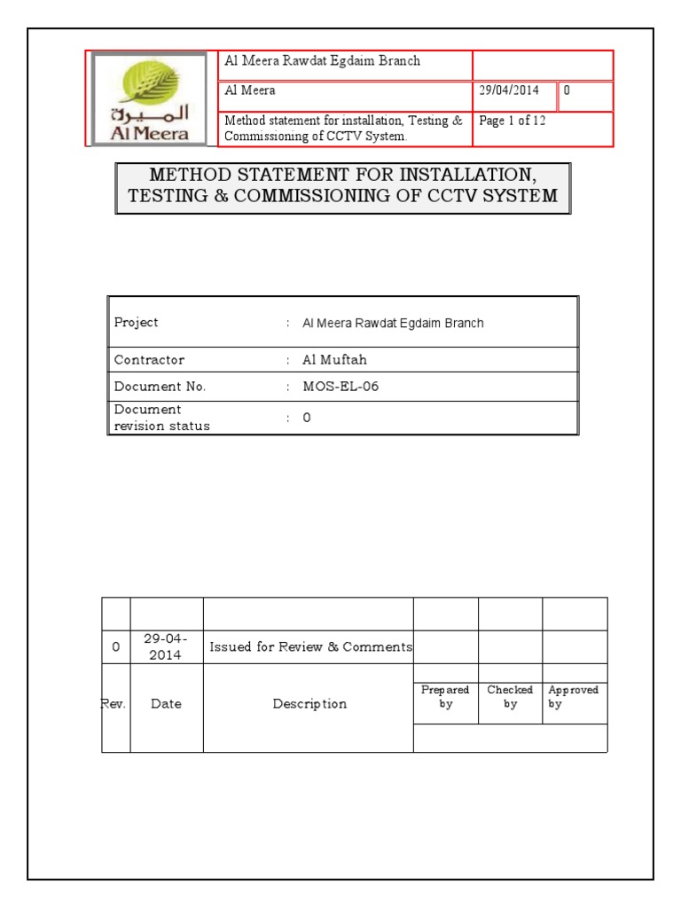 Method Statement - CCTV | PDF | Closed Circuit Television | Computer ...