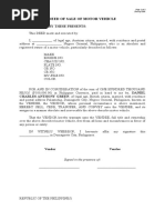 Deed of Sale of Motor Vehicle (Template) | PDF | Deed | Real Property Law