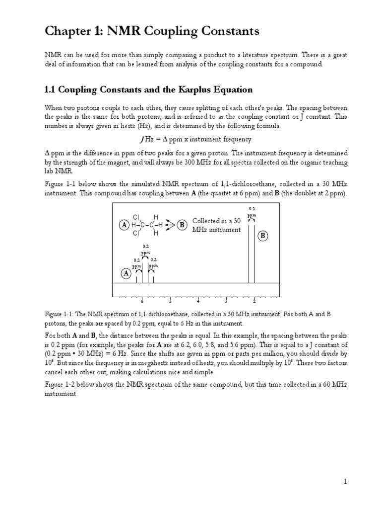 Chapter 1: NMR Coupling Constants | PDF | Proton Nuclear Magnetic ...