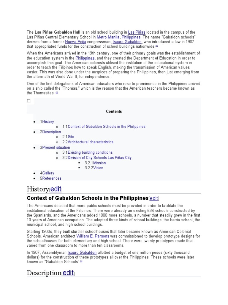 History: Context of Gabaldon Schools in The Philippines | PDF