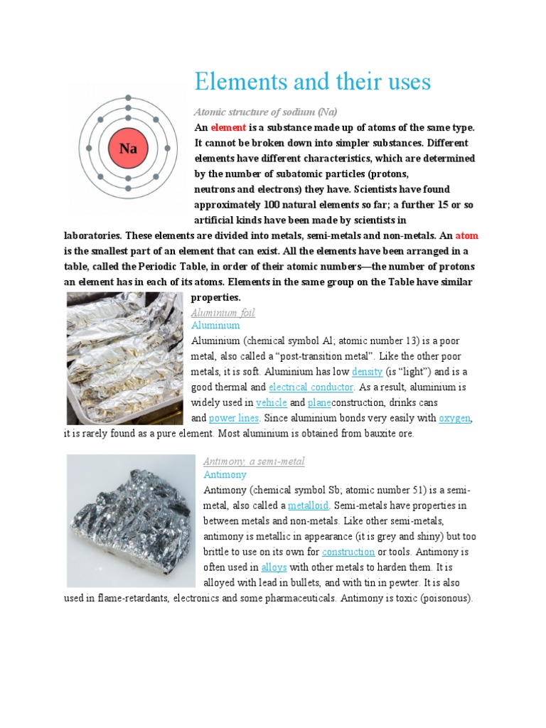 Elements and Their Uses | PDF | Plutonium | Metals