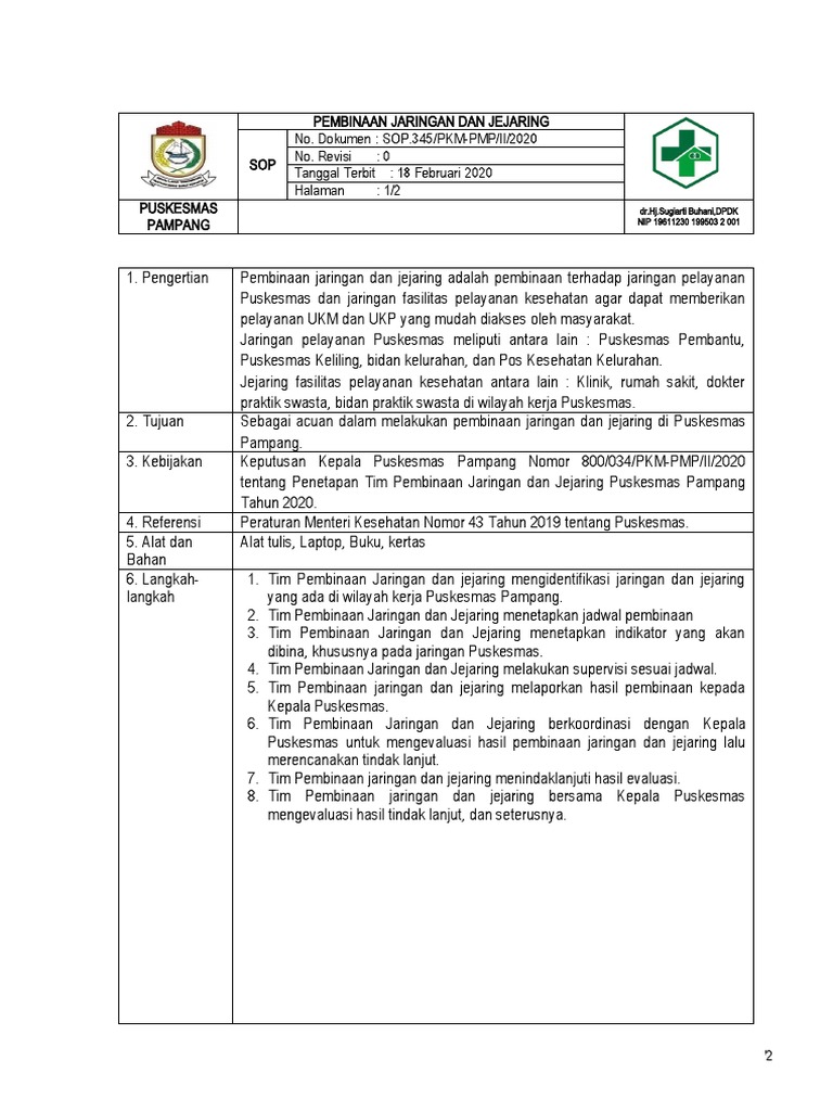 Sop Pembinaan Jaringan Dan Jejaring | PDF