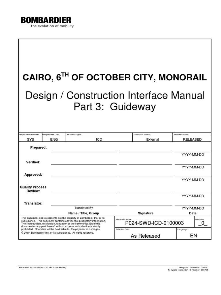 Design / Construction Interface Manual Part 3: Guideway: Cairo, 6 of ...