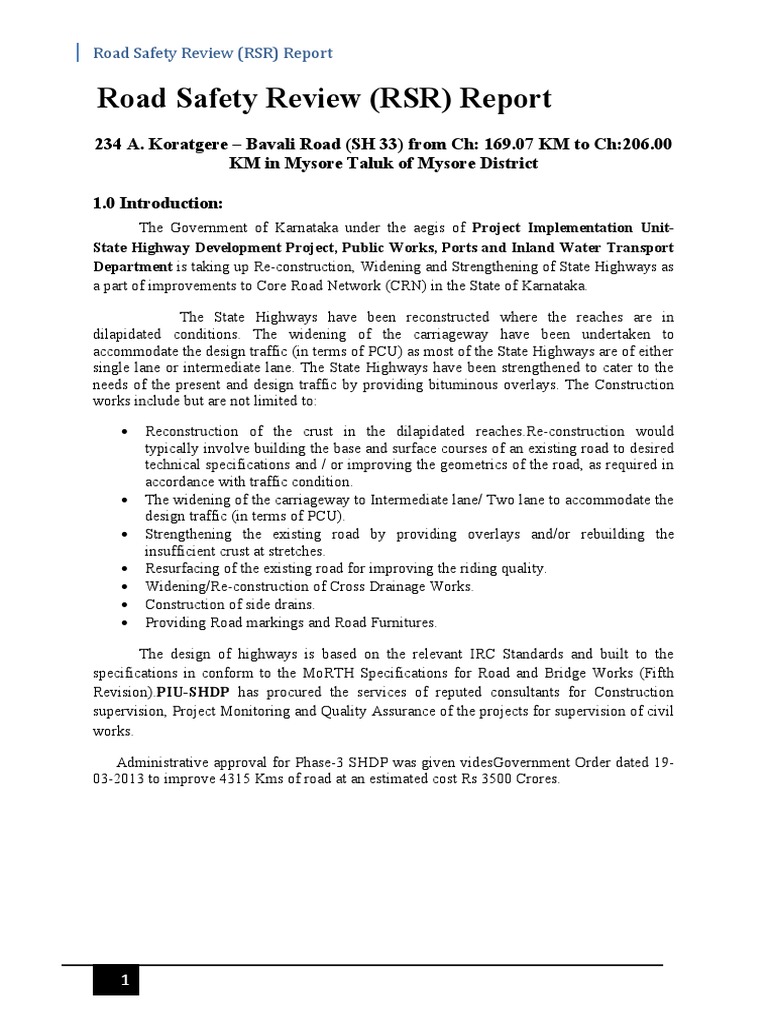 01-Road Safety Review Report - Template 234 A - 8 Week | PDF | Road ...