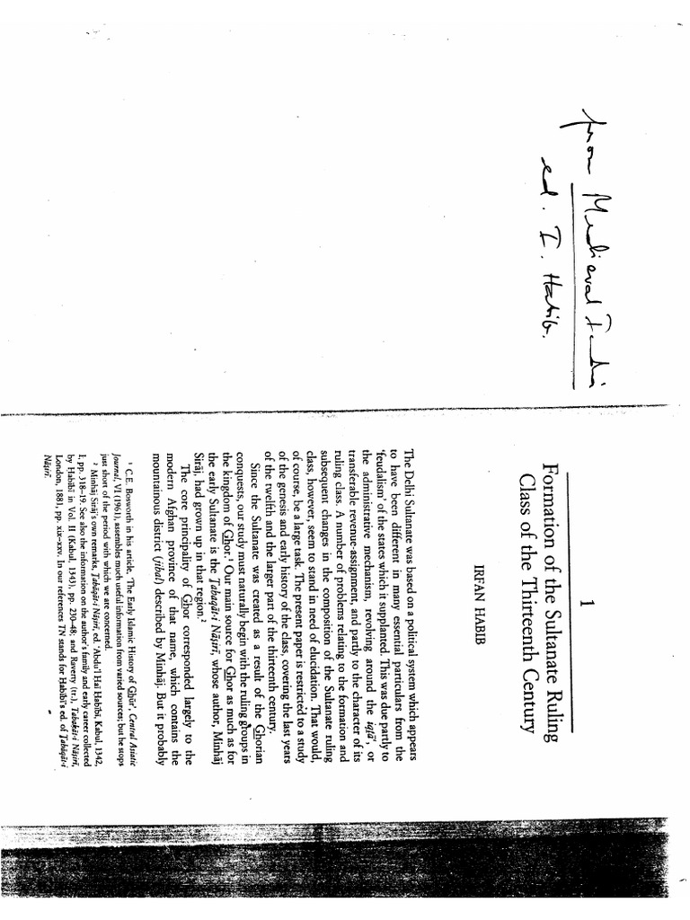 Irfan Habib-Sultanate Ruling Class-Medieval India1992 | PDF