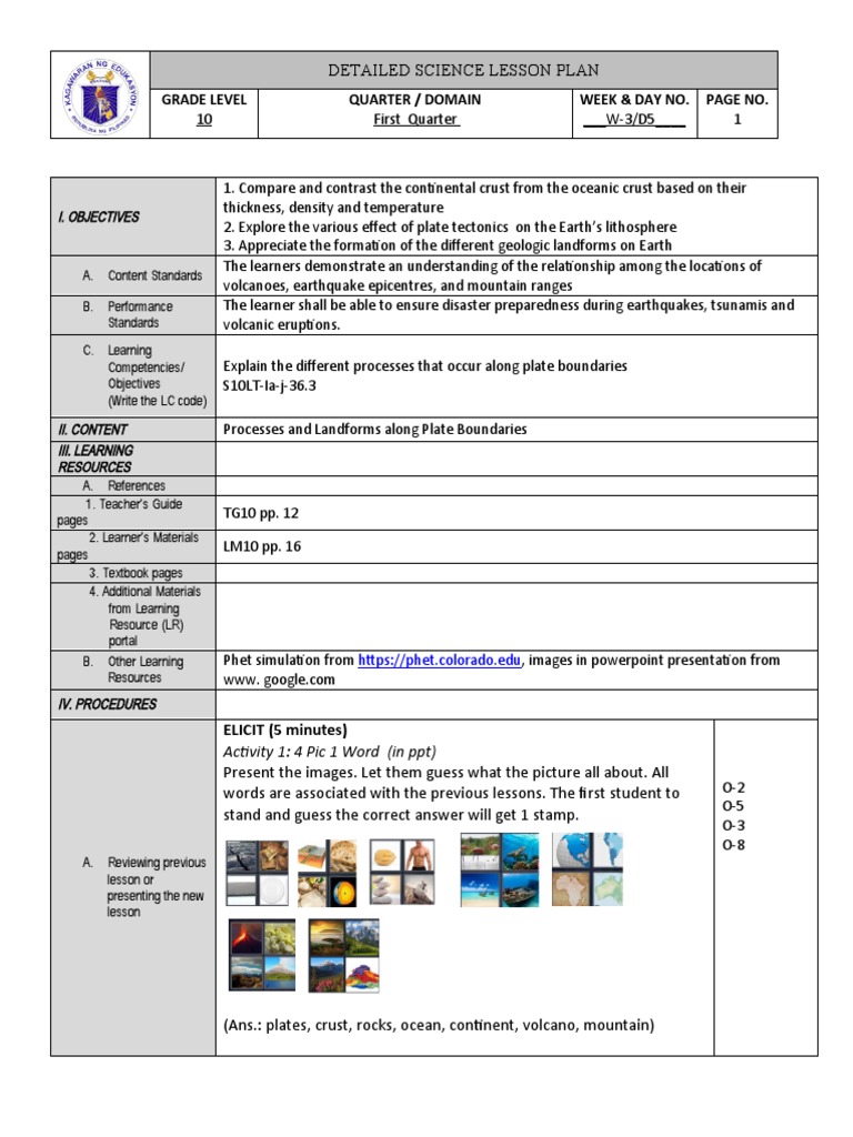 Science 10 7es Lesson Plan Quarter 1 Week 3 Day 5 | PDF | Plate ...