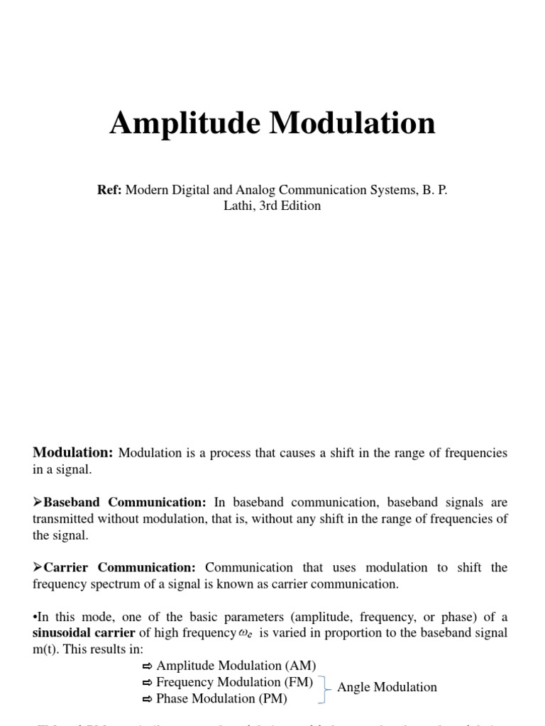 Lec5-Amplitude Modulation | PDF | Modulation | Detector (Radio)