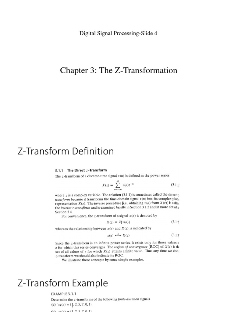 Chapter 3: The Z-Transformation: Digital Signal Processing-Slide 4 | PDF