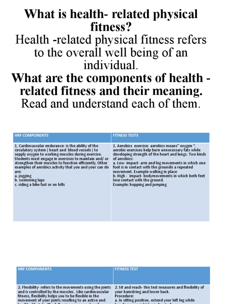 Health - Related Physical Fitness Refers To The Overall Well Being of ...