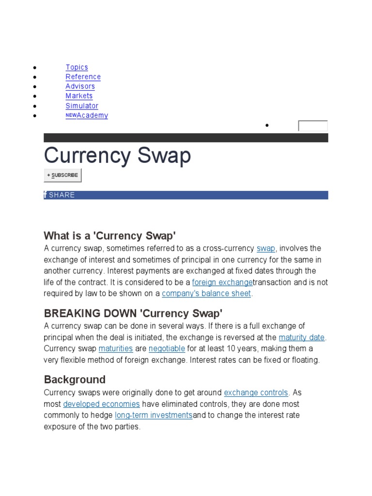 What Is A 'Currency Swap' | PDF | Currency Swap | Swap (Finance)