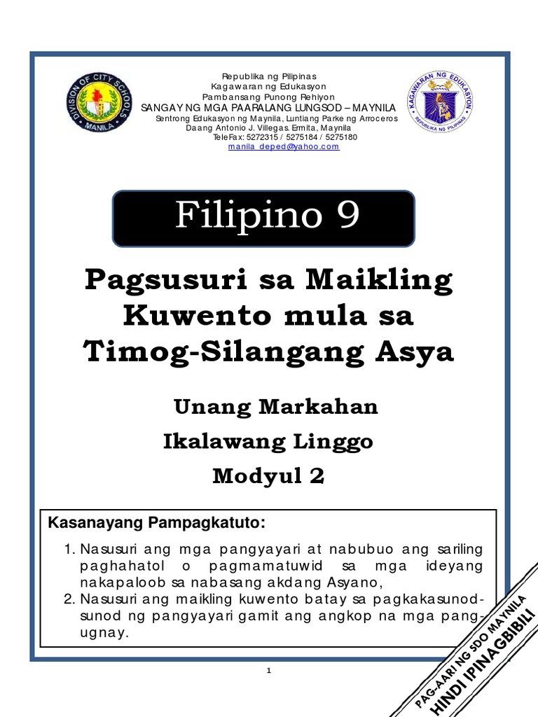 FILIPINO-9 Q1 Mod2 | PDF