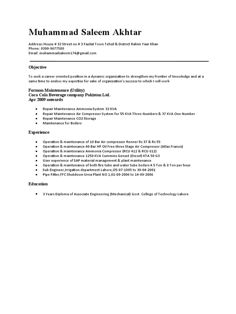 Muhammad Saleem Akhtar: Objective | PDF