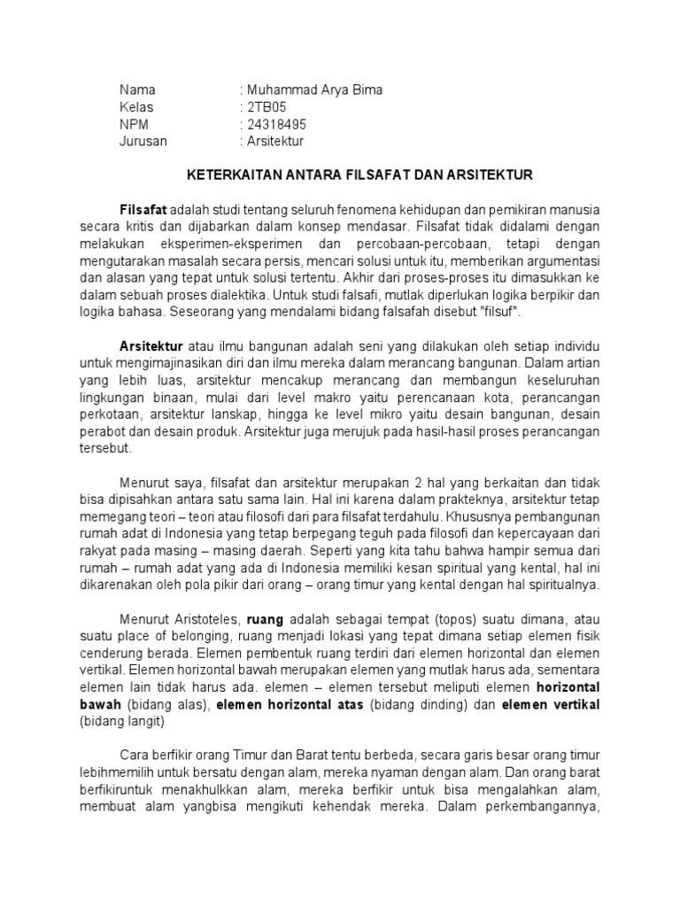 KETERKAITAN ANTARA FILSAFAT DAN ARSITEKTUR | PDF KETERKAITAN ANTARA FILSAFAT DAN ARSITEKTUR | PDF