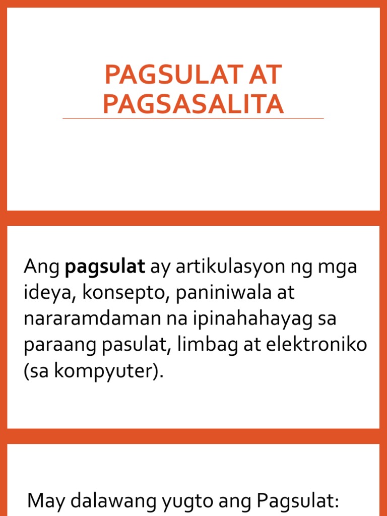 Pagsulat at Pagsasalita | PDF