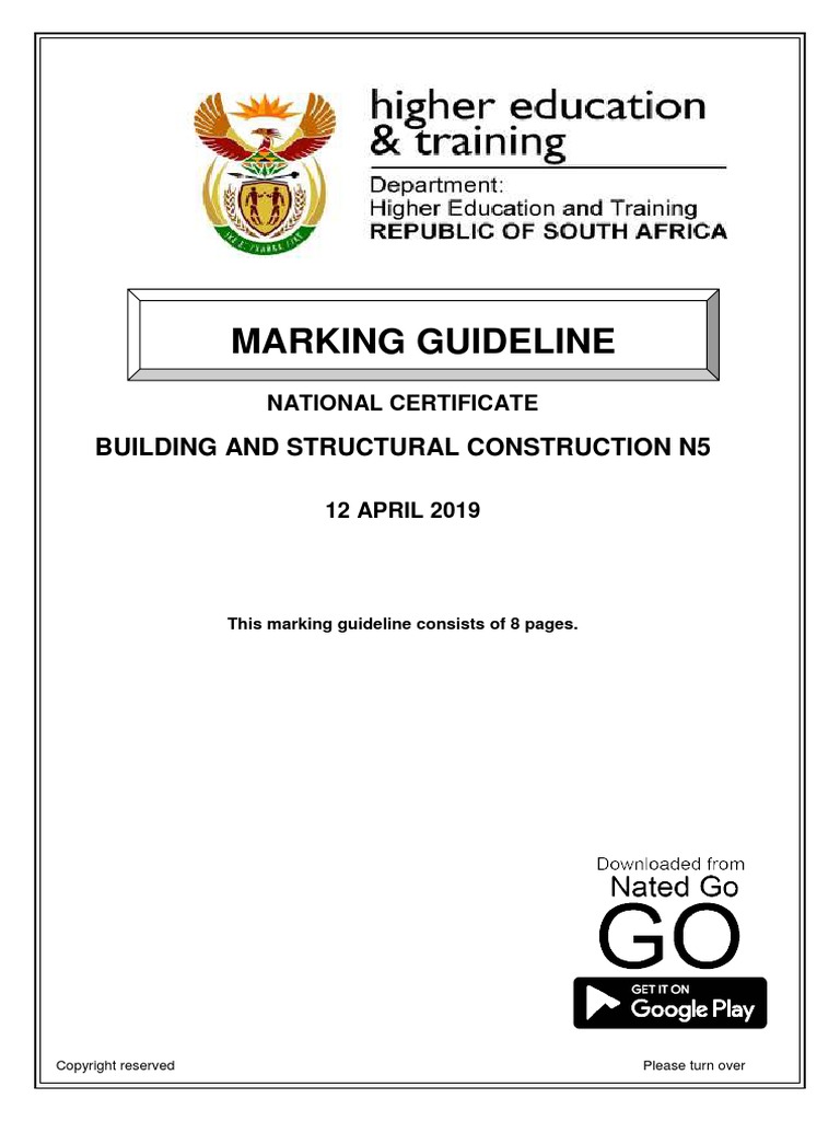 Marking Guideline: Building and Structural Construction N5 | PDF ...