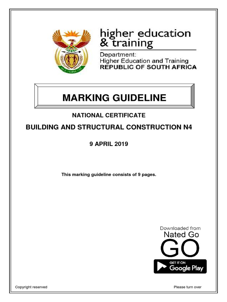 Marking Guideline: Building and Structural Construction N4 | PDF ...