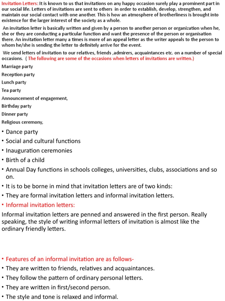 Informal Invitation Letter Guide | PDF | Wedding