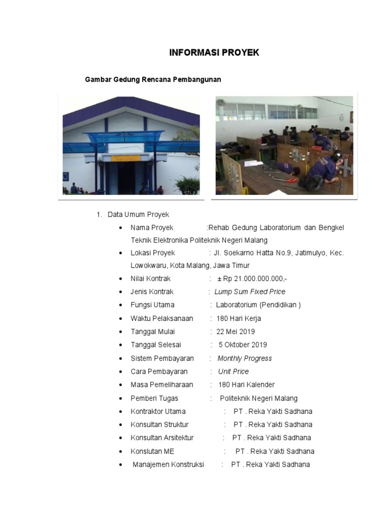 Proyek Rehab Gedung Polinema | PDF