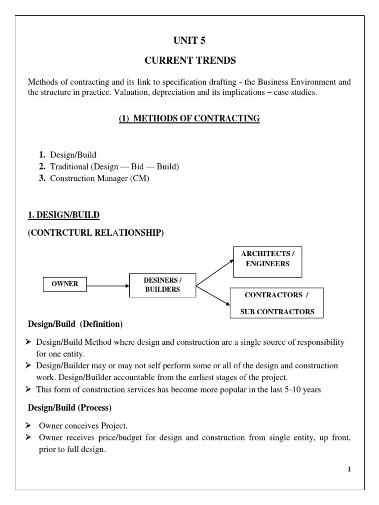 Unit 5 Current Trends: (1) Methods of Contracting | PDF | General ...