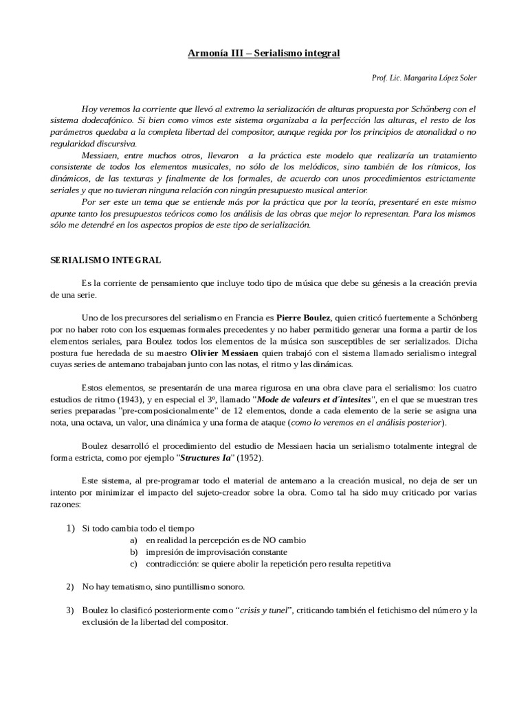 24 - Serialismo Integral | PDF | Ritmo | Las artes escénicas