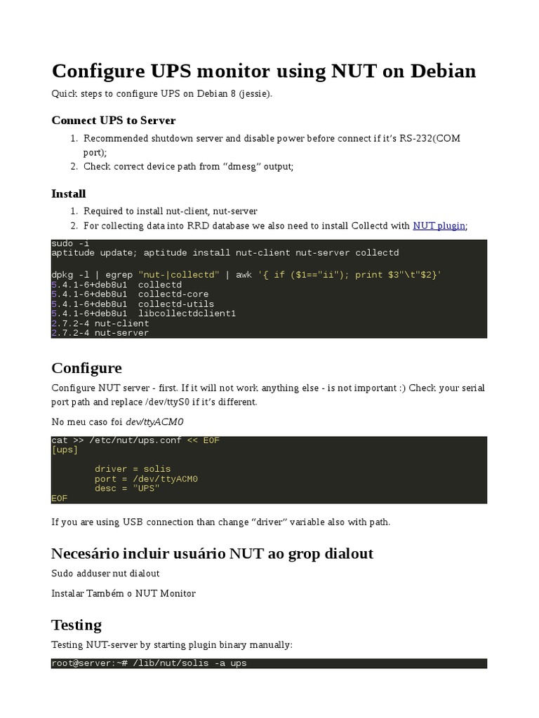 UPS Monitor - NUT | PDF | Software | System Software
