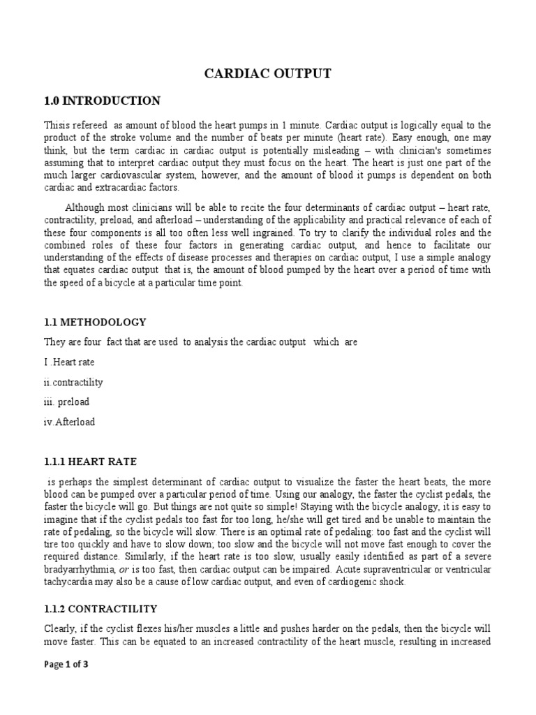 Cardiac Output: 1.1 Methodology | PDF | Heart | Ventricle (Heart)